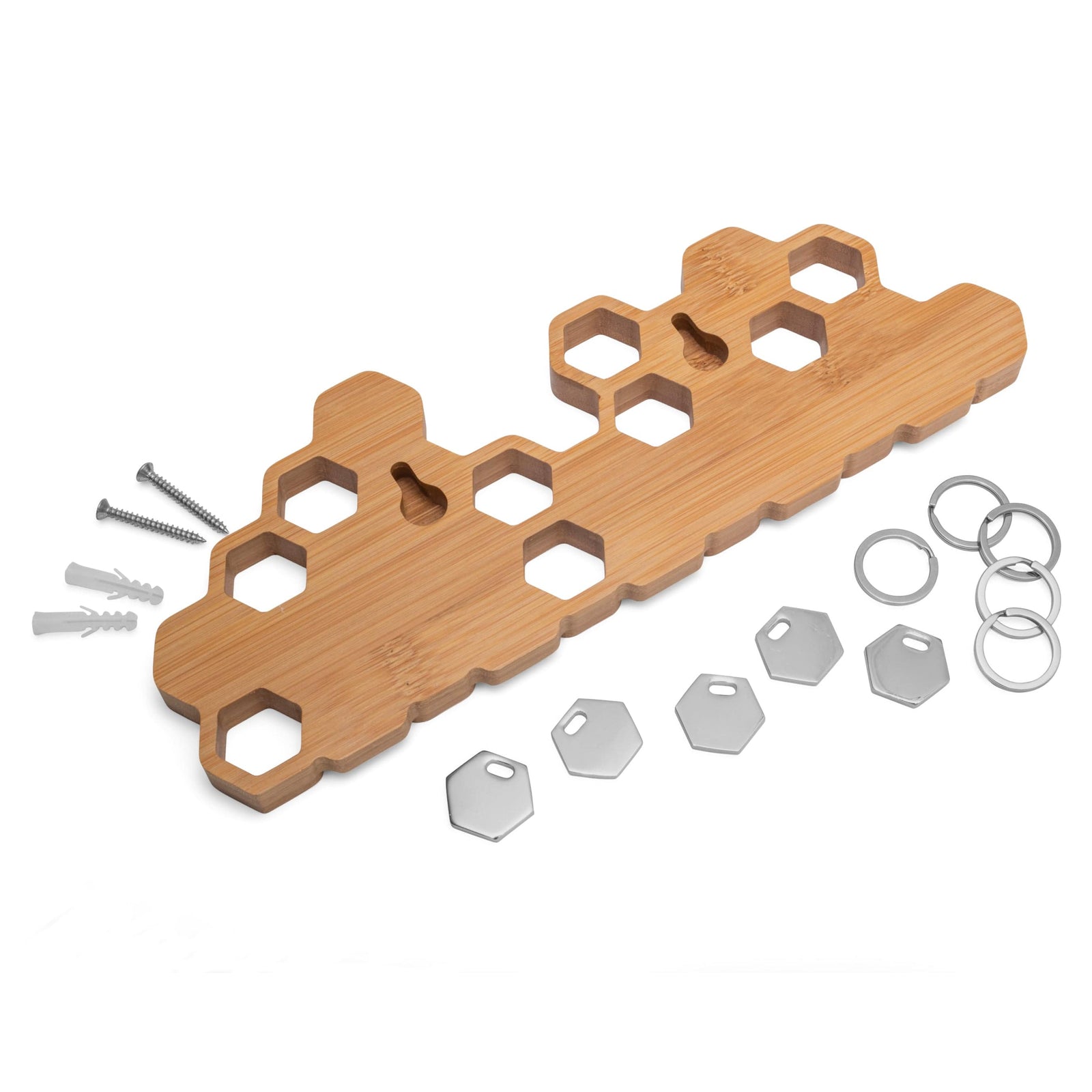 Honeycomb Bamboo Key Holder – Magnetic Wall-Mounted Key Rack – BU Products